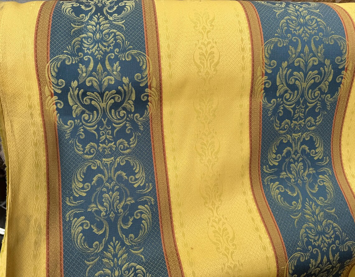 Vintage Yellow/blue Red Heavy Curtain/upholstery Fabric, Sold by Yard ...