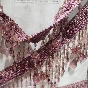 Beaded Trim Fringe 4'' L, W/gimp Top Sold by the Yard Purple Y Brand ...