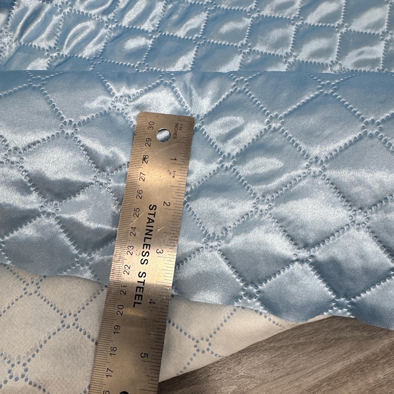Blue Quilted Satin Fabric - Etsy