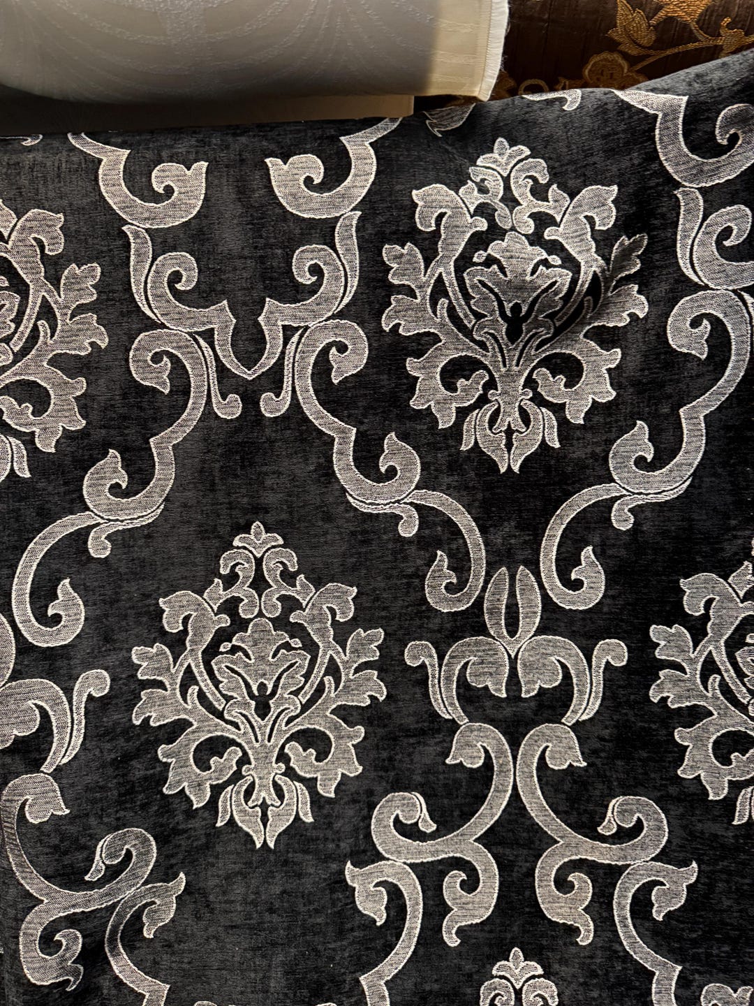 Chenille BAROQUE UPHOLSTERY Fabric Jacquard Damask, 58" Wide ,color ...
