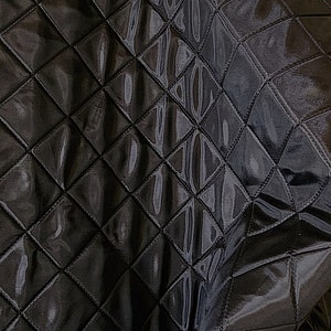 Quilted Fabric, Polyester Quilted Padded Lining Fabric Black, 3", Sold ...