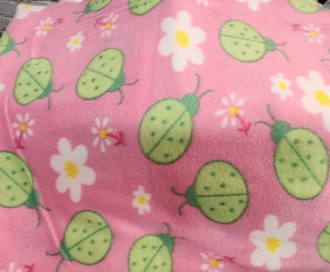 Lime Lady Bug Anti Pill, Fleece Fabric Floral Print Fleece Polar by the ...