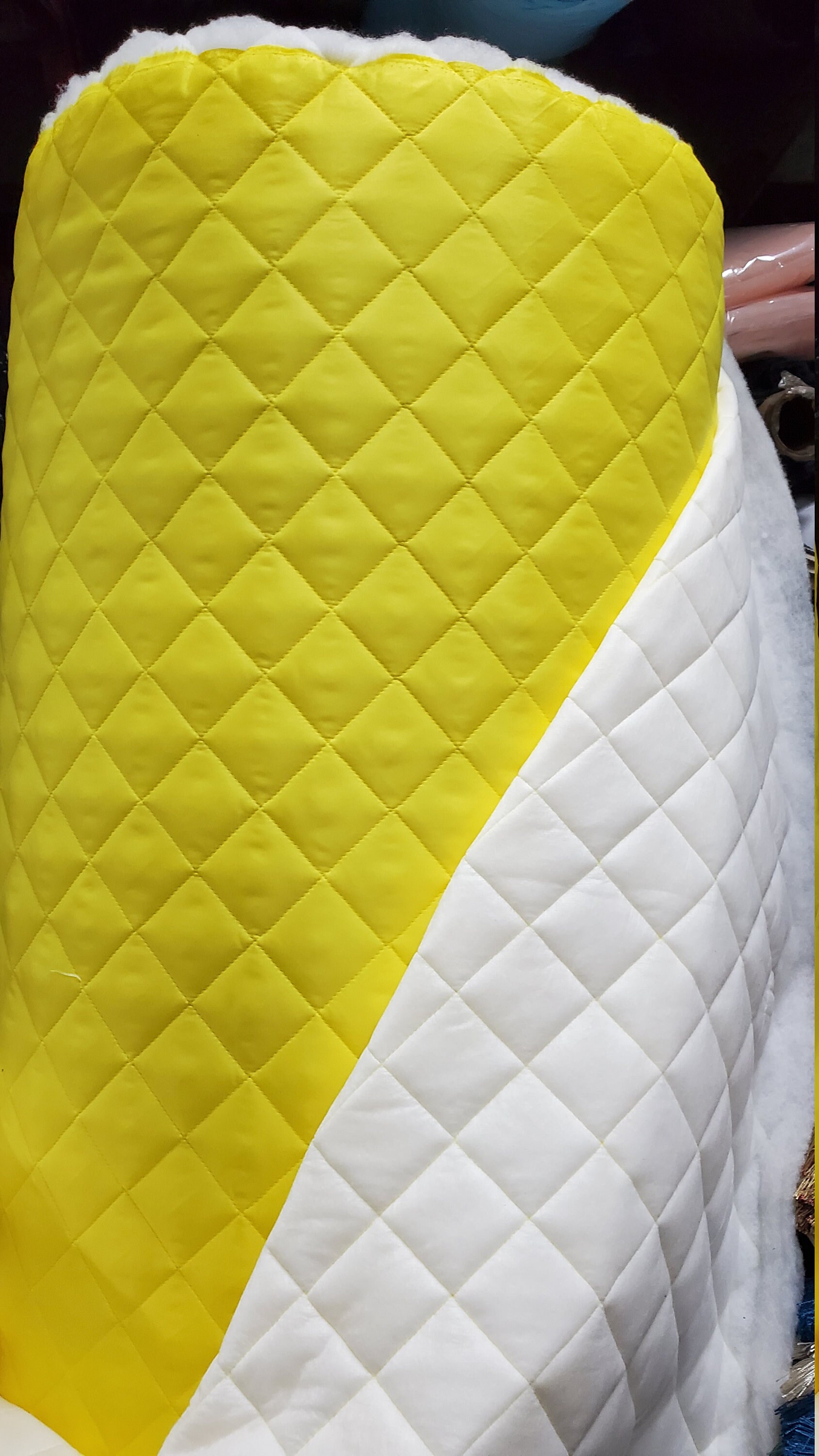 Quilted Fabric Polyester Quilted Padded Lining Fabric Yellow - Etsy