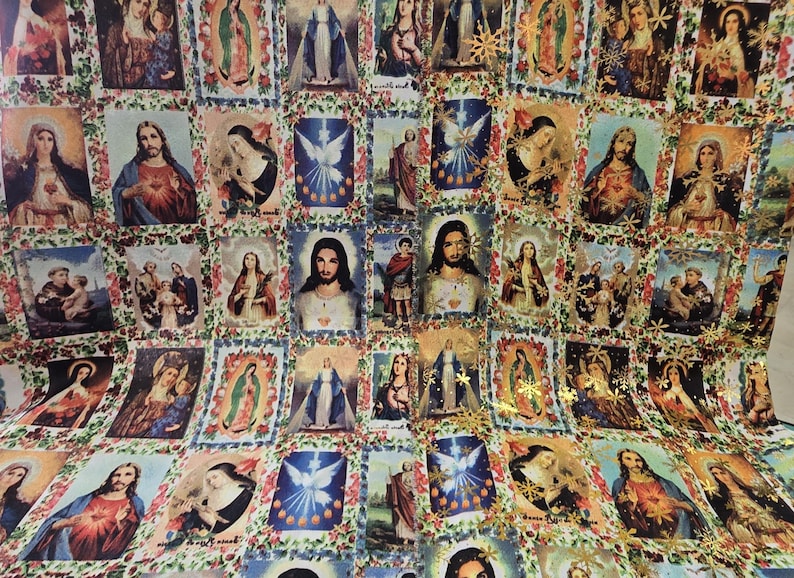 Liturgical Brocade, Reversible Saints Religious Catholic Saints Collage ...