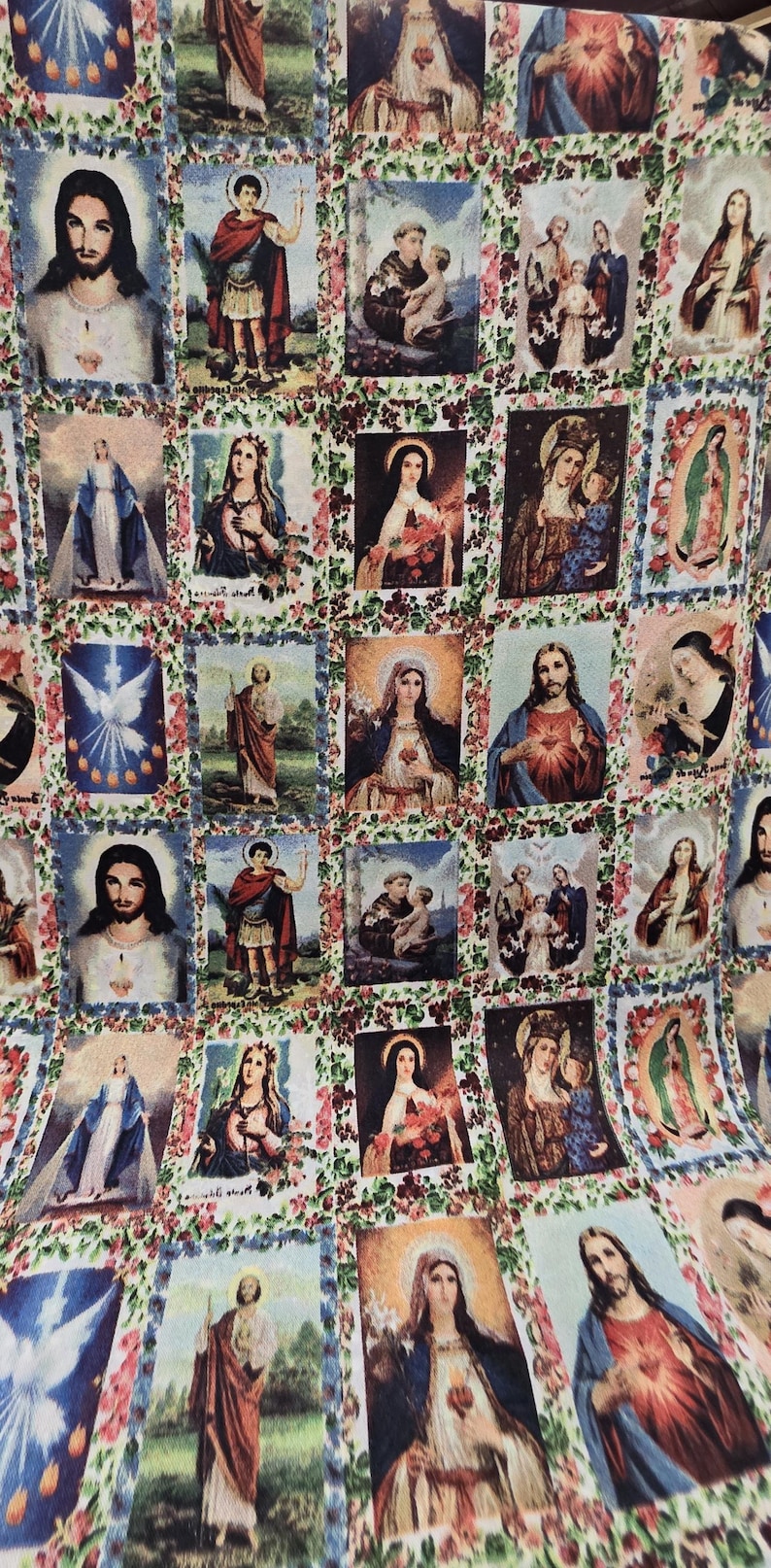 Liturgical Brocade, Reversible Saints Religious Catholic Saints Collage ...