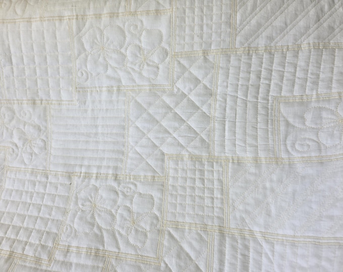 Double-faced Reversible Pre-quilted White Cotton, White Color, Fabric ...