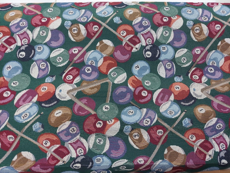 Vintage Fabric, Billiards Pattern Tapestry Fabric 54 Inches Upholstery ...