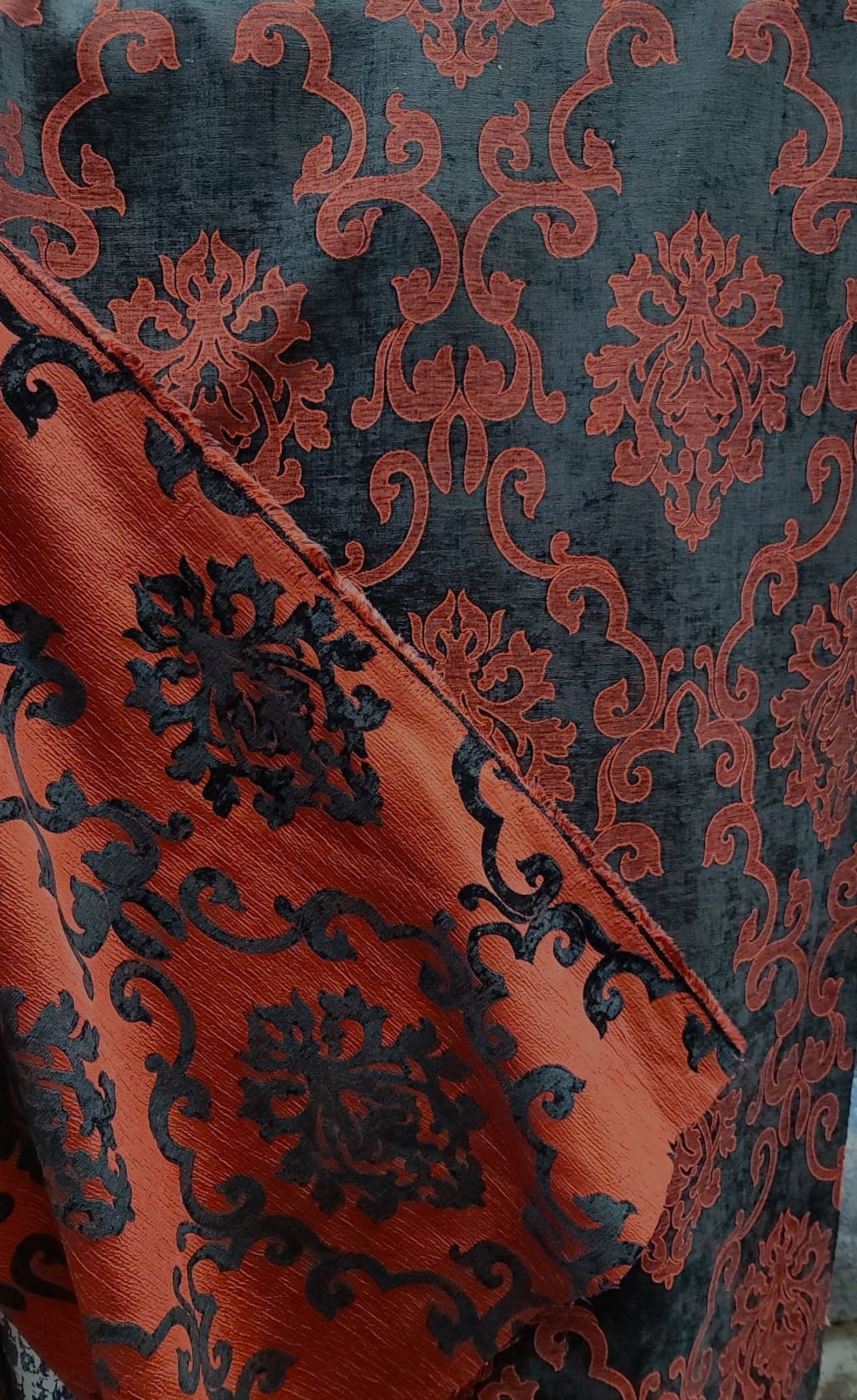 Chenille BAROQUE UPHOLSTERY Fabric Jacquard Damask, 58" Wide ,color ...