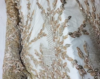 Beaded Champagne Fabric - Etsy