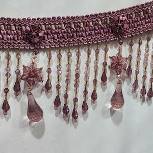 Beaded Trim Fringe 4'' L, W/gimp Top Sold by the Yard Purple Y Brand ...