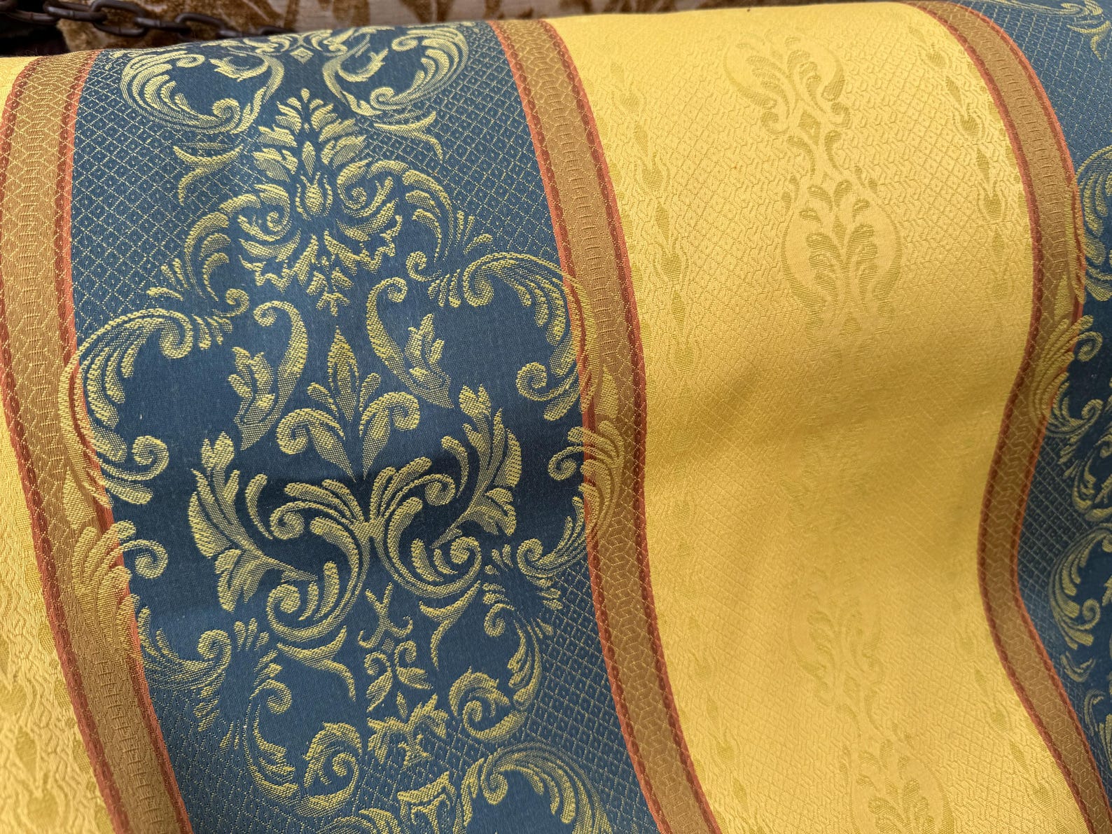 Vintage Yellow/blue Red Heavy Curtain/upholstery Fabric, Sold by Yard ...