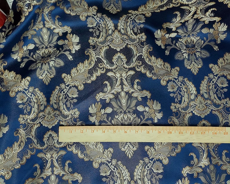 Damask Jacquard Brocade, Victorya Classic Fabric 110" Wide, Color Teal ...