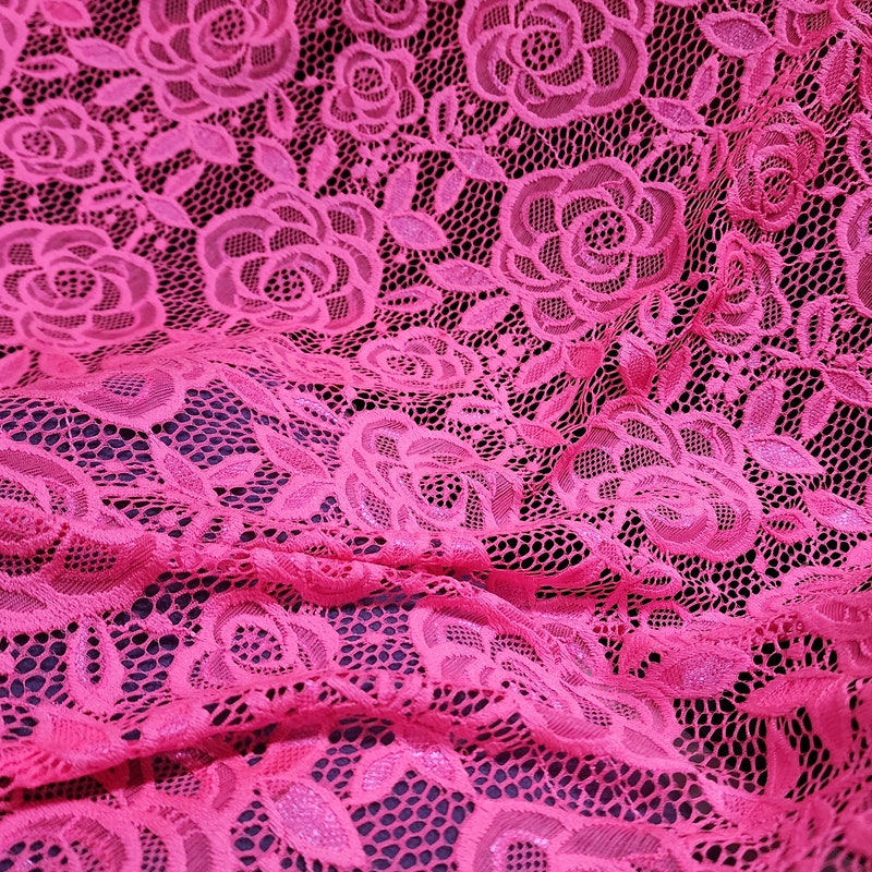 Pink Lace Fabric - Etsy UK