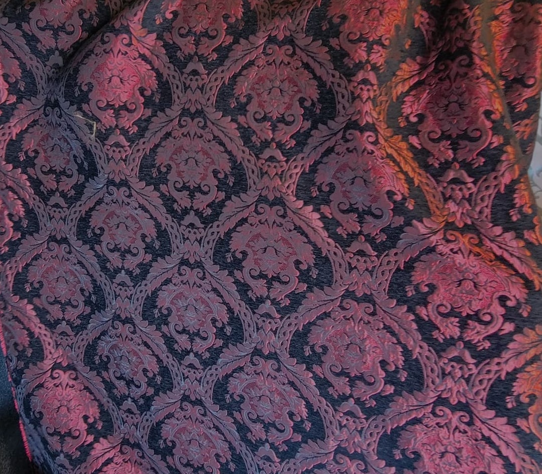 Chenille BAROQUE UPHOLSTERY Fabric Jacquard Damask, 58 Wide ,color Red ...