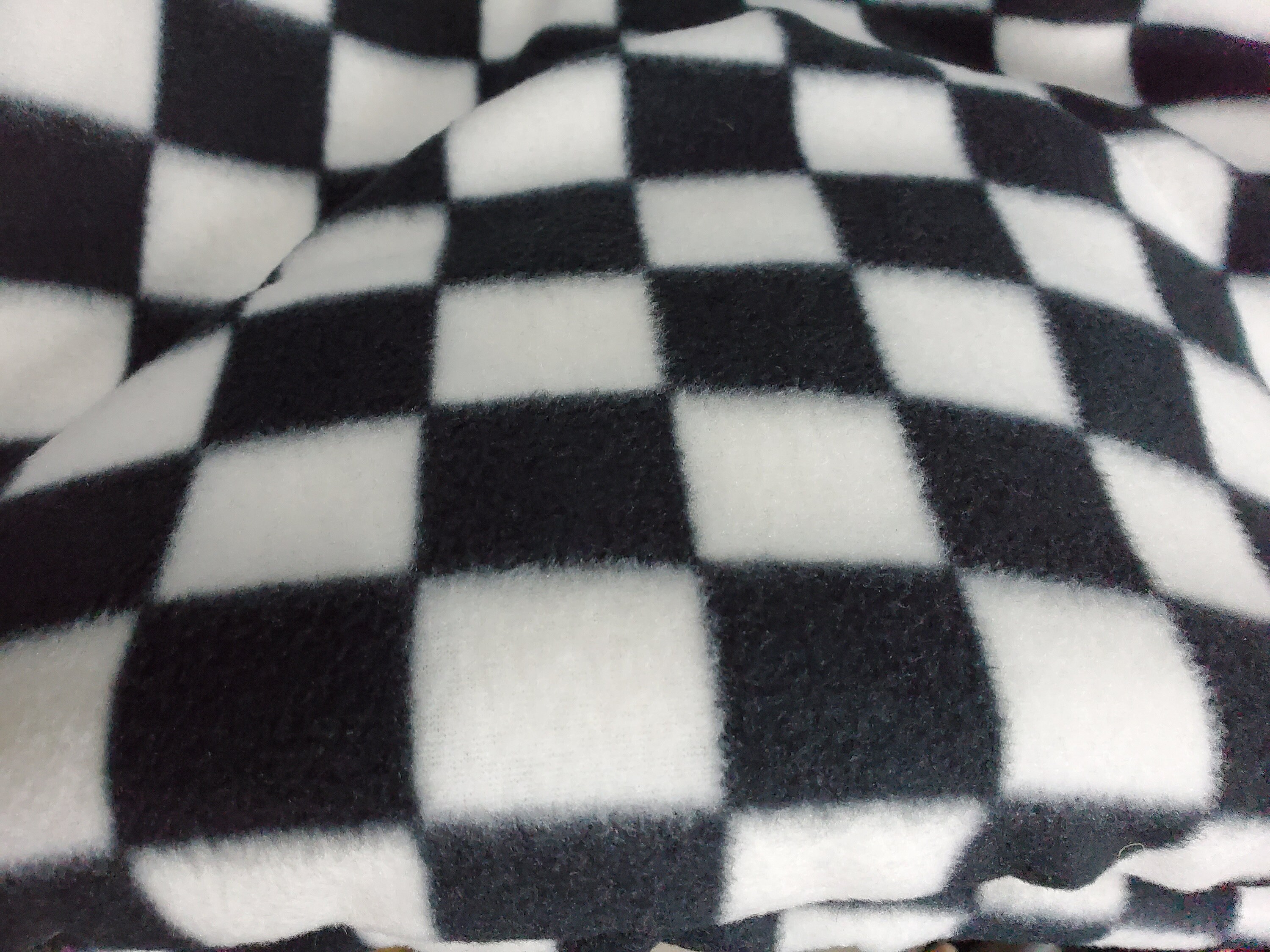 Fleece Fabric Checks Checkered Squares Print Black/white - Etsy