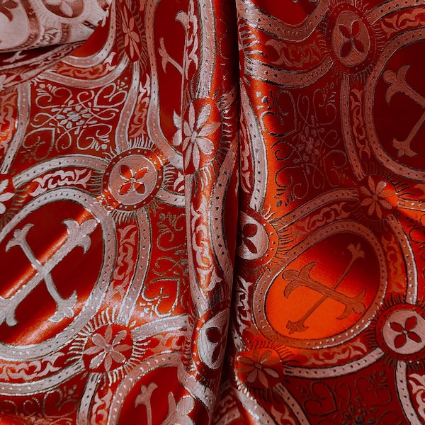 Red Brocade Liturgical Fabric - Etsy