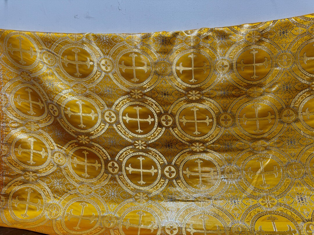 Liturgical Brocade,church Gorgeous Cross Acetate Brocade Fabric Cross ...