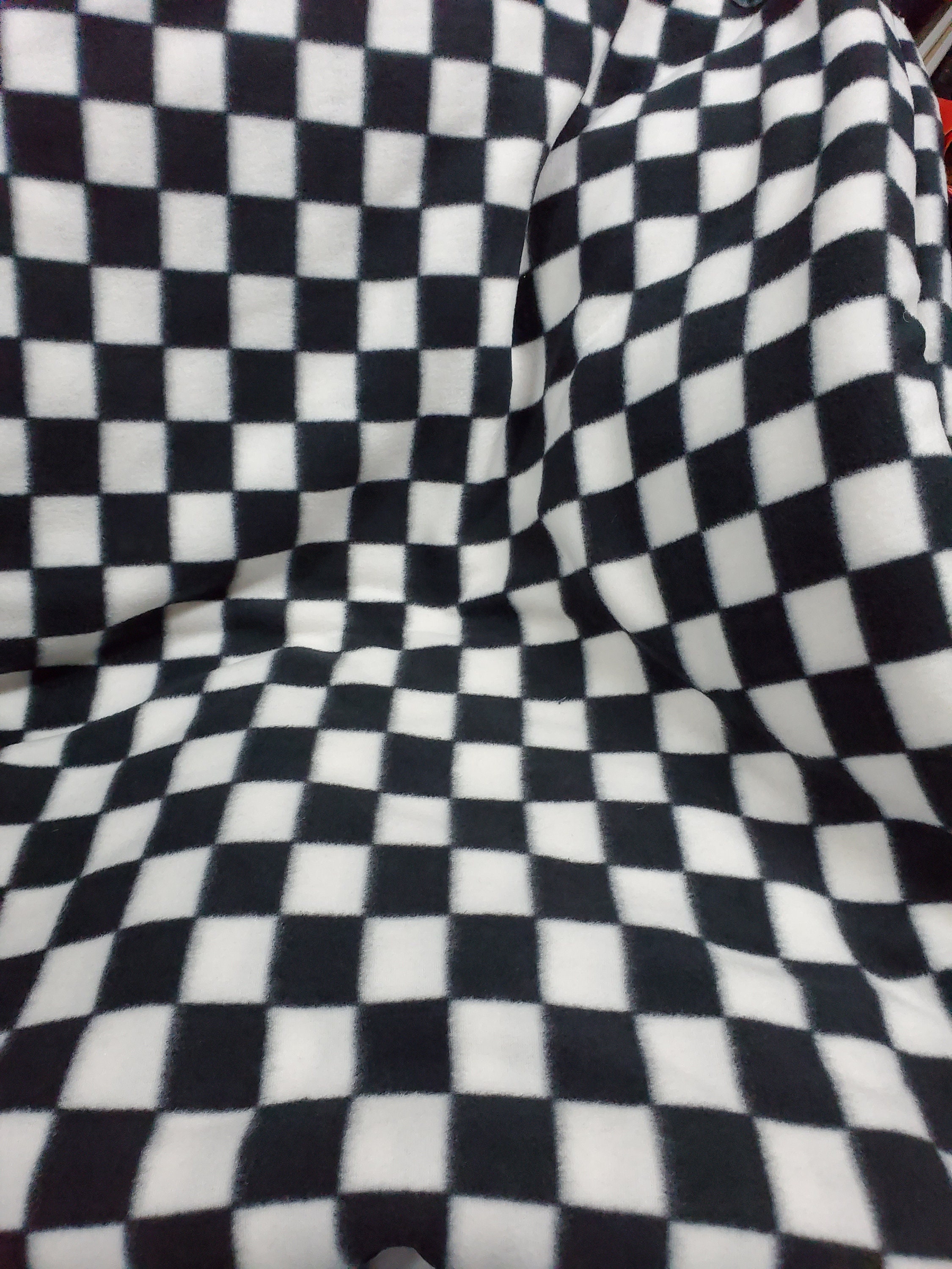 Fleece Fabric Checks Checkered Squares Print Black/white Fleece Polar ...