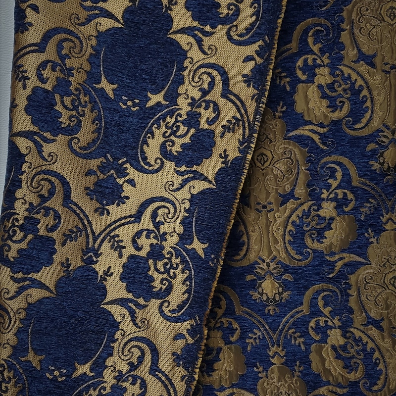 Gold and Blue Jacquard - Etsy