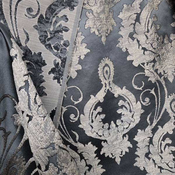 Gray Damask Fabric - Etsy