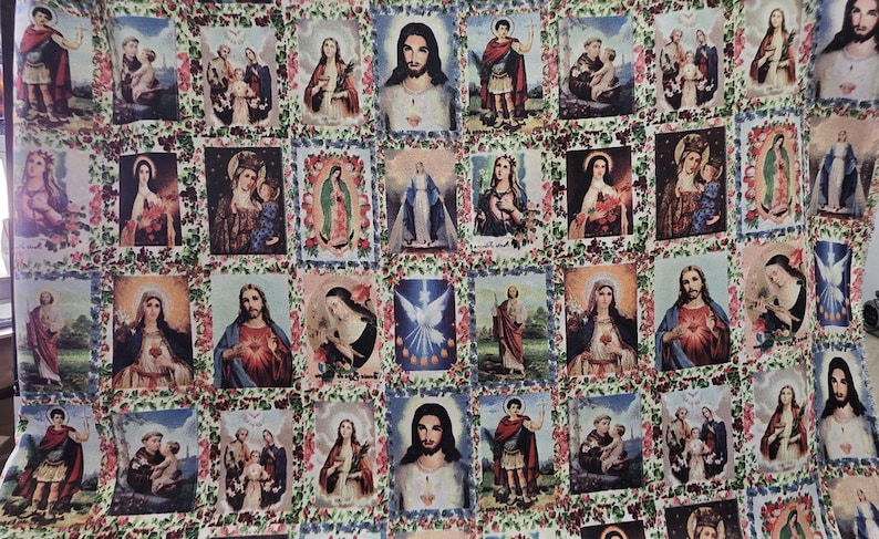 Liturgical Brocade, Reversible Saints Religious Catholic Saints Collage ...