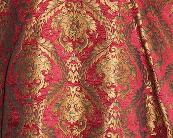 Red Damask Fabric | Etsy