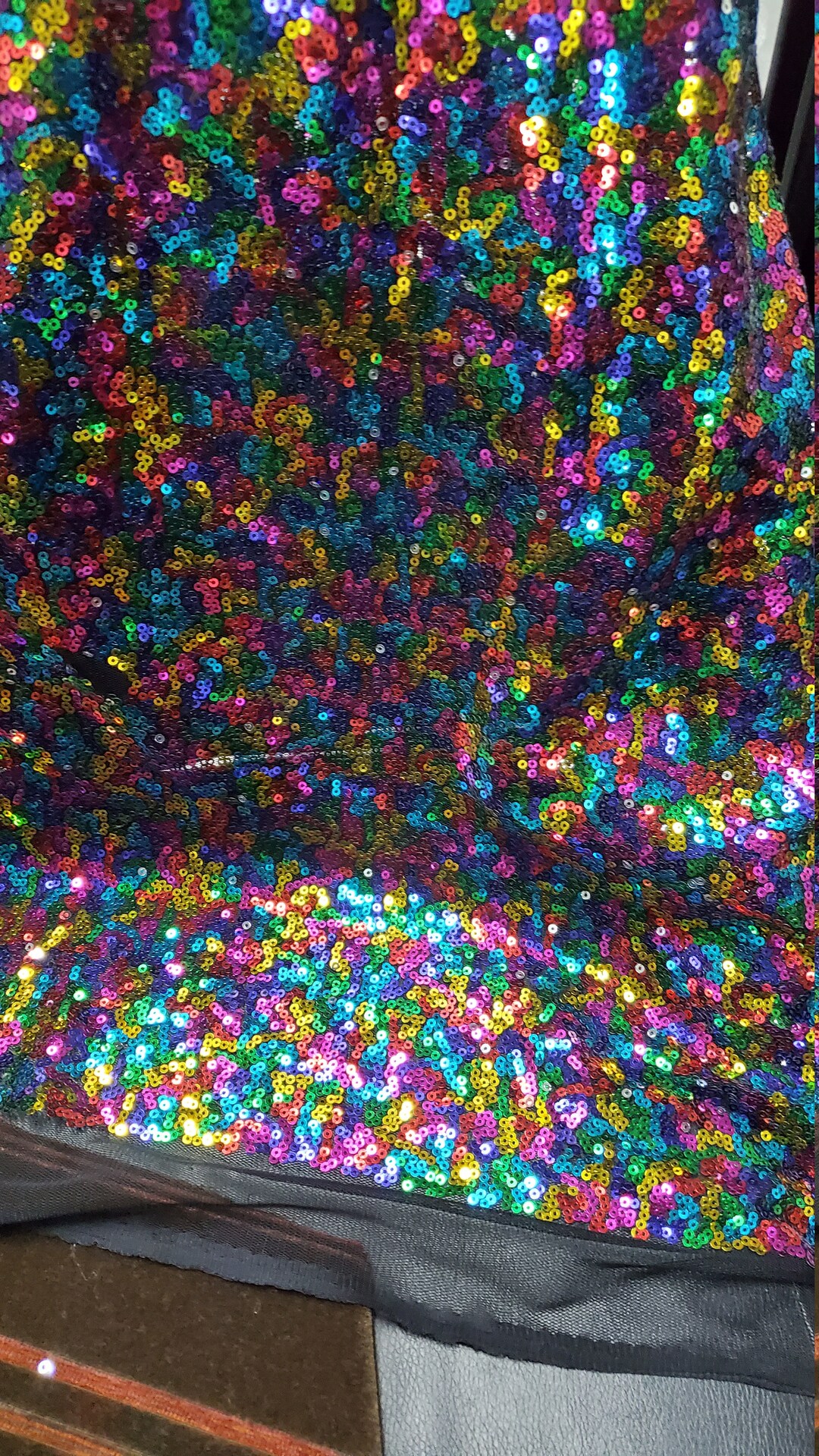 RAINBOW Sequins,glitters Multi Color Sequins , on BLACK Mesh Fabric by ...