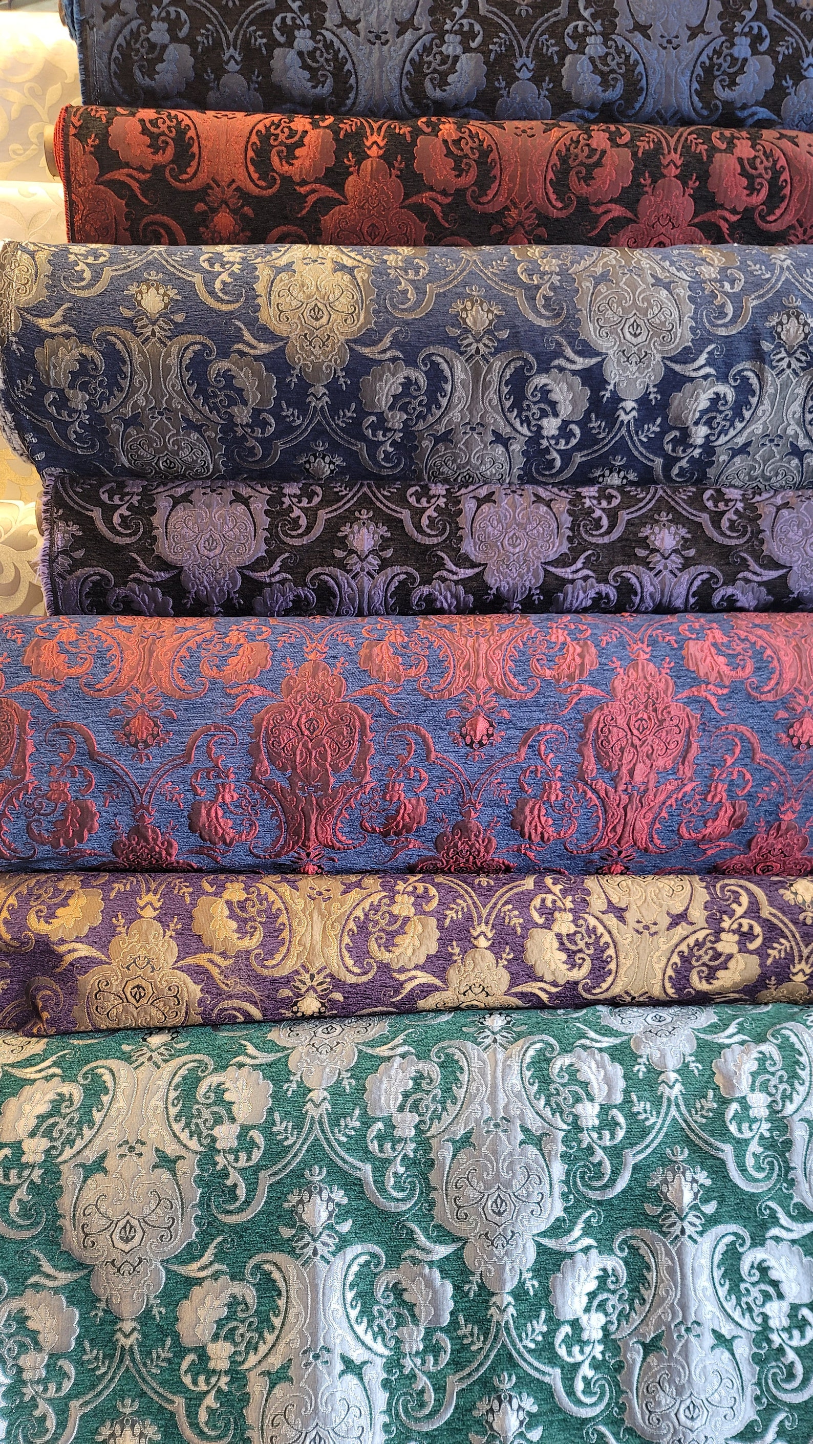 Chenille BAROQUE UPHOLSTERY Burnout Chenille Velvet Fabric - Blue ...