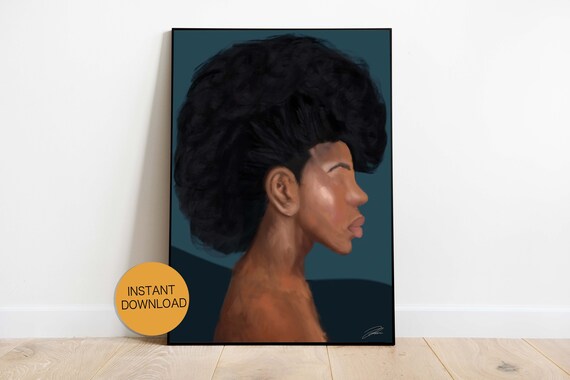 African American Women Side Profile Portrait Black Women With - Etsy