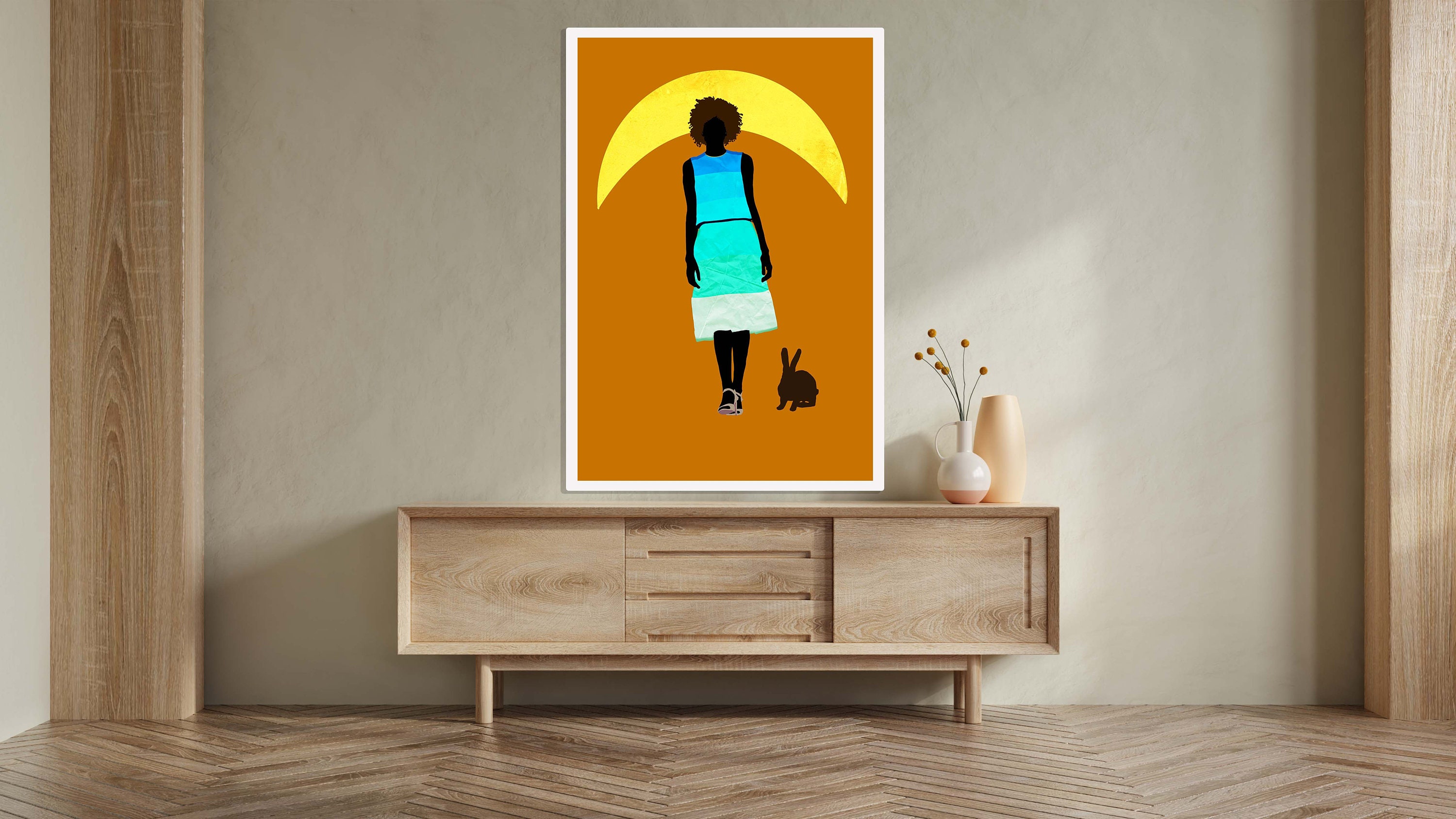 Faceless Portrait Art, Female With Sun Art Print , Women Art Prints ...