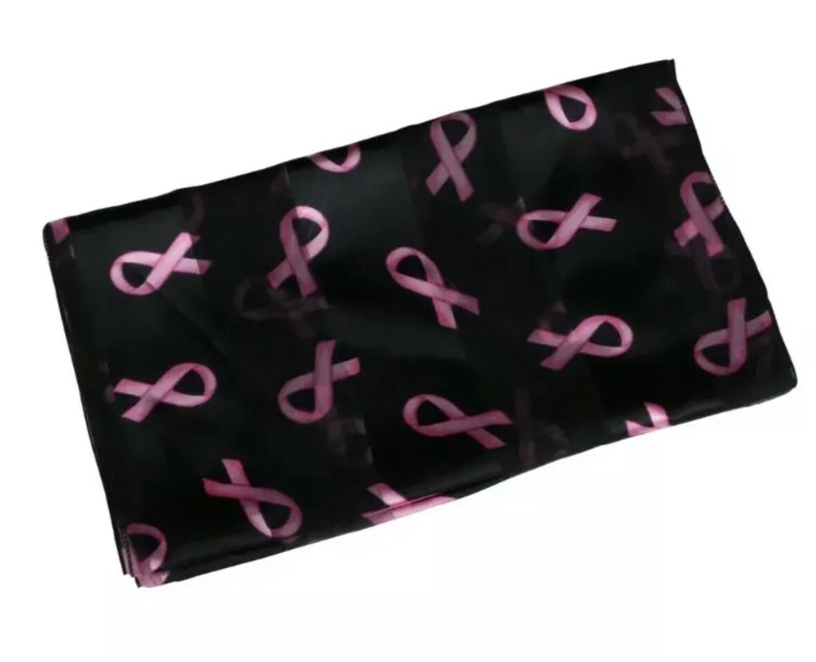 Pink Ribbon Shiny Silky Satin and Chiffon Soft Ladies Scarf Breast ...