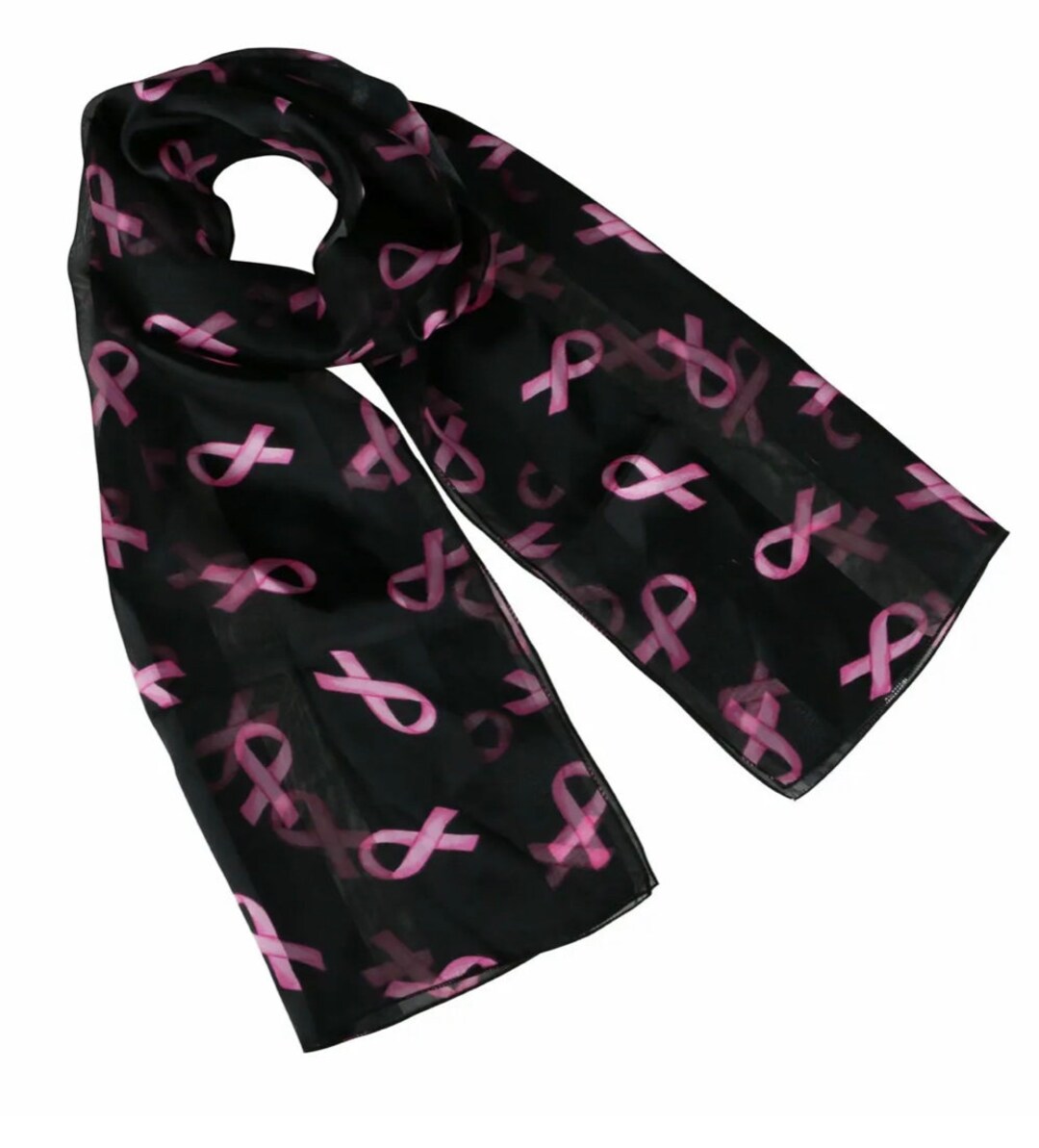 Pink Ribbon Shiny Silky Satin and Chiffon Soft Ladies Scarf Breast ...