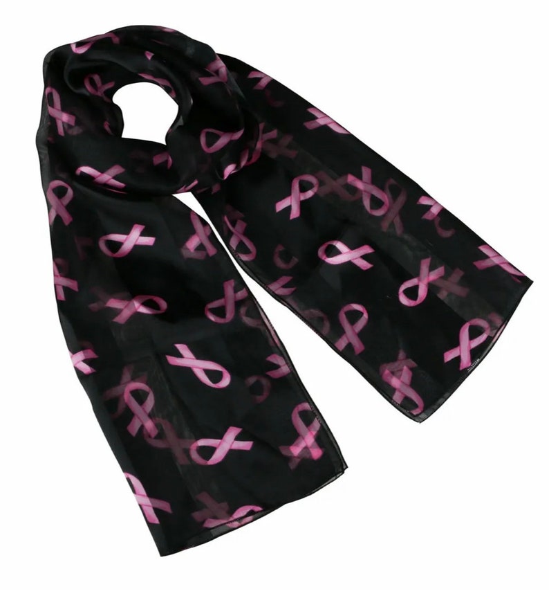 Pink Ribbon Shiny Silky Satin and Chiffon Soft Ladies Scarf Breast ...