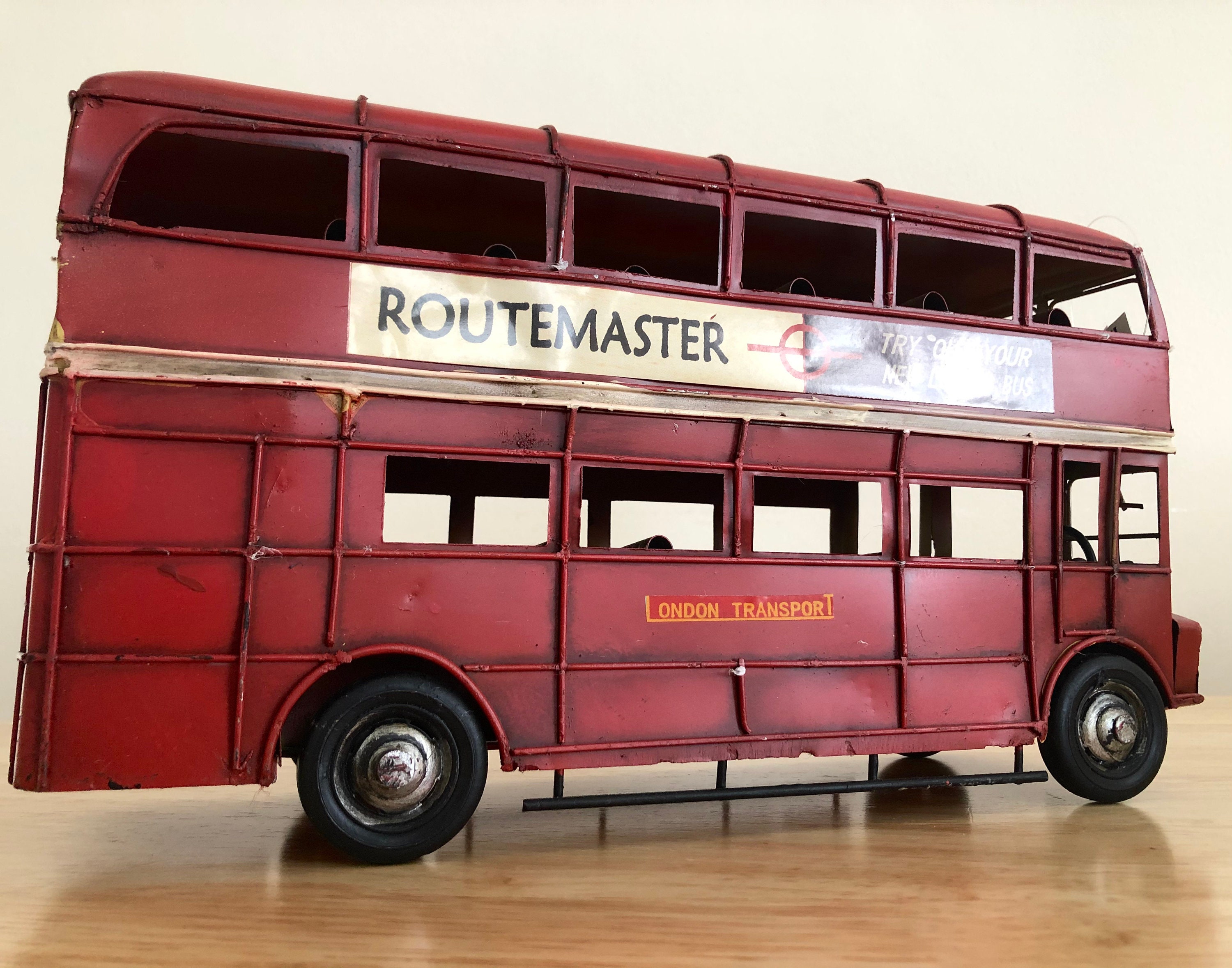 Vintage London Double Decker Bus, Retro Red Bus, Victoria Bus ...