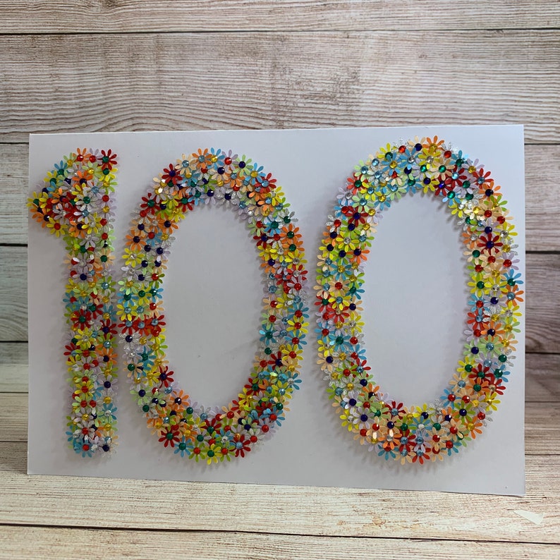 Handmade 100th Birthday Card: Floral, Colourful, Personalised, Flowers ...