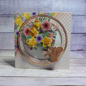 Handmade Birthday Thank You Card Decoupage Layered Flowers Colourful ...