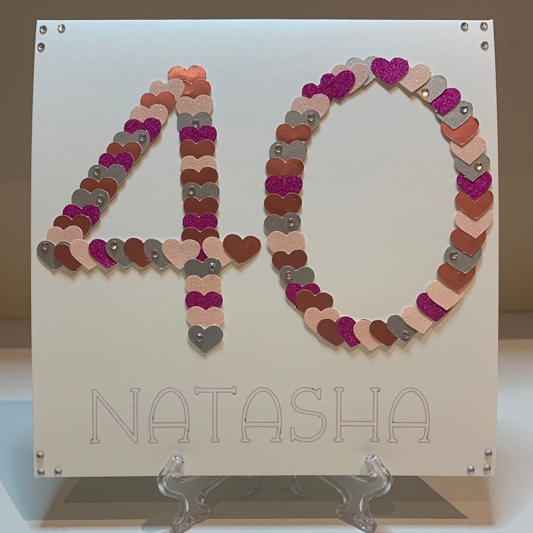 Handmade | Age 40 Heart Card | 40th Birthday Card | Happy 40th Card ...