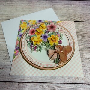 Handmade Birthday Thank You Card Decoupage Layered Flowers Colourful ...