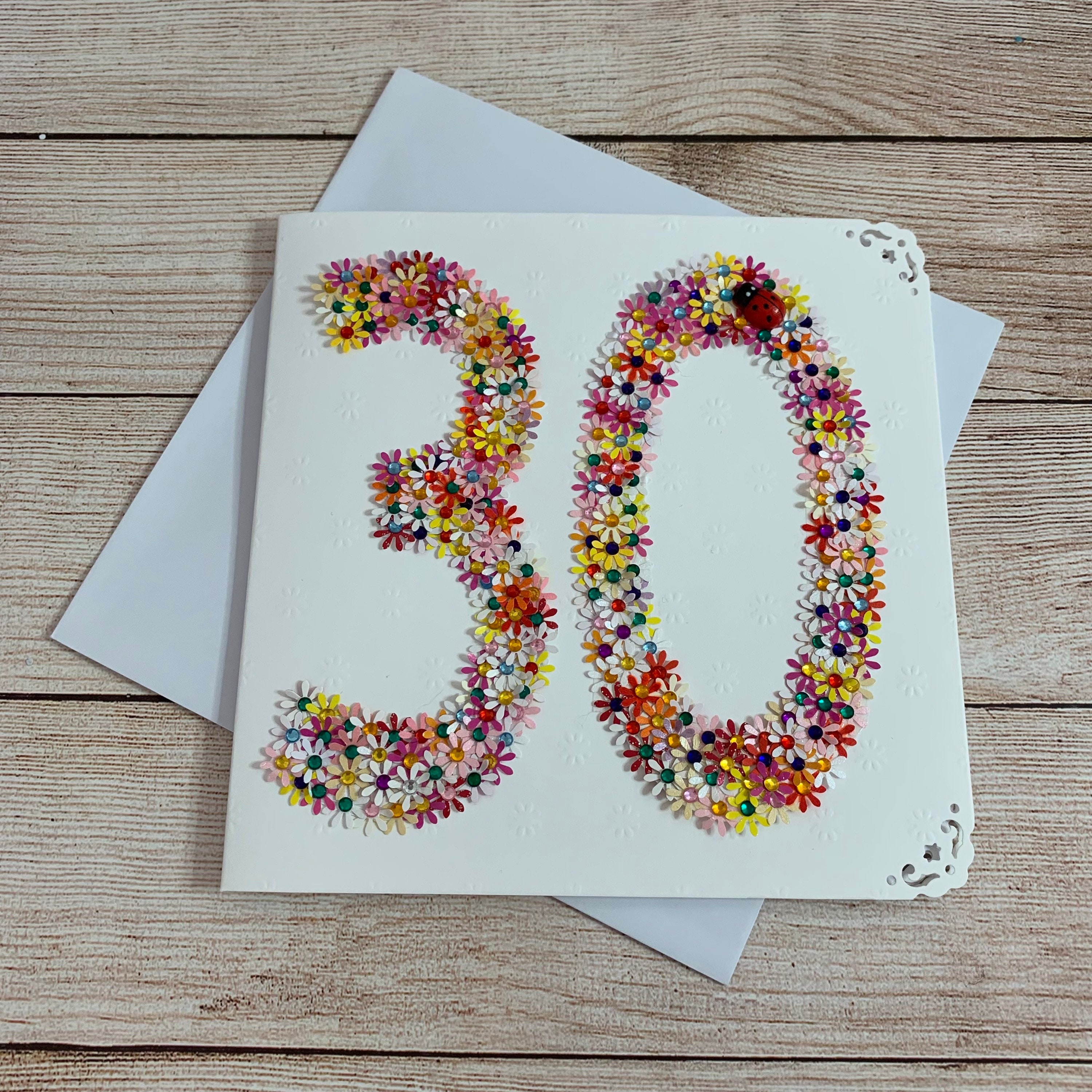 Handmade Age 30 Floral Card 30th Birthday Card Happy 30th Card Any Age ...