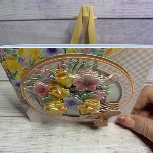 Handmade Birthday Thank You Card Decoupage Layered Flowers Colourful ...