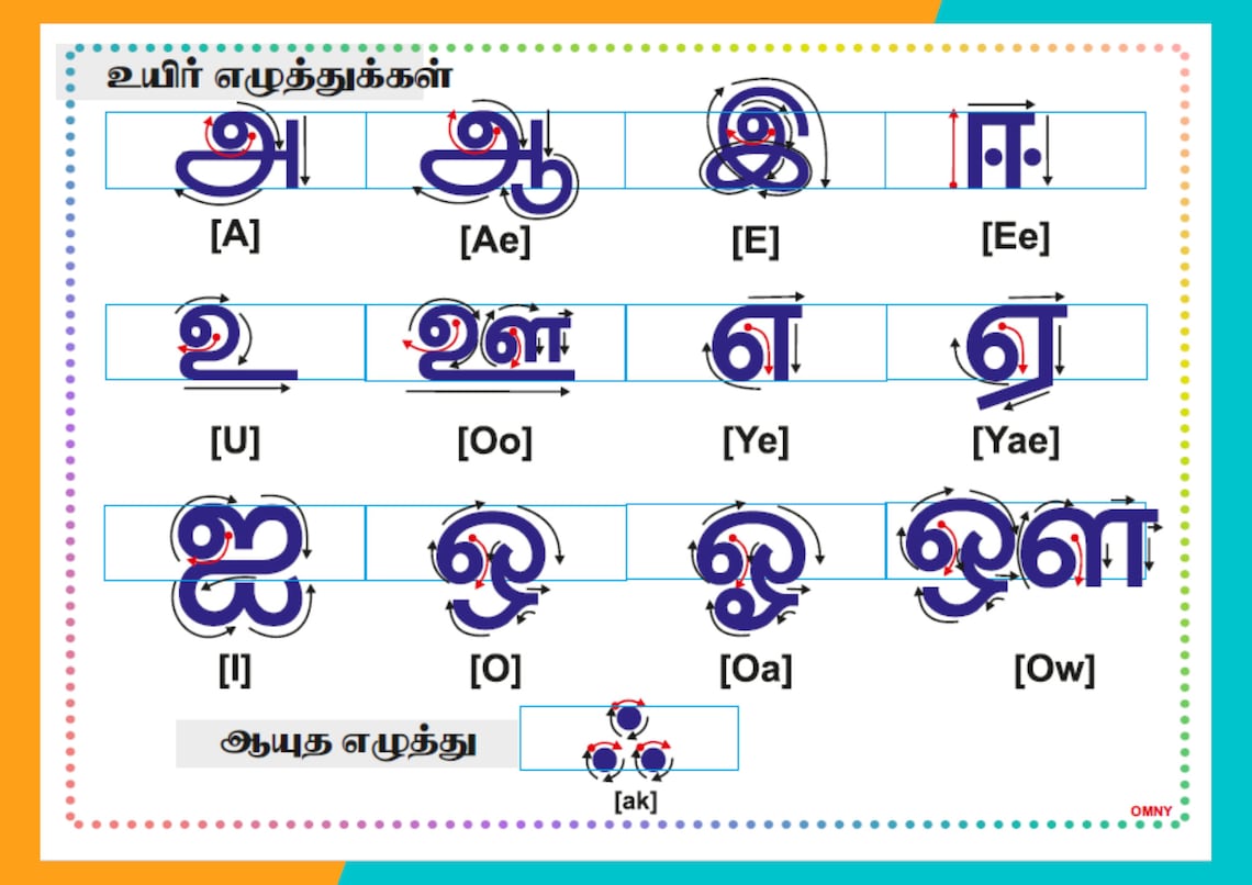 Tamil Alphabets Worksheets for Kids, Tamil Vowels and Consonants , Uyir ...