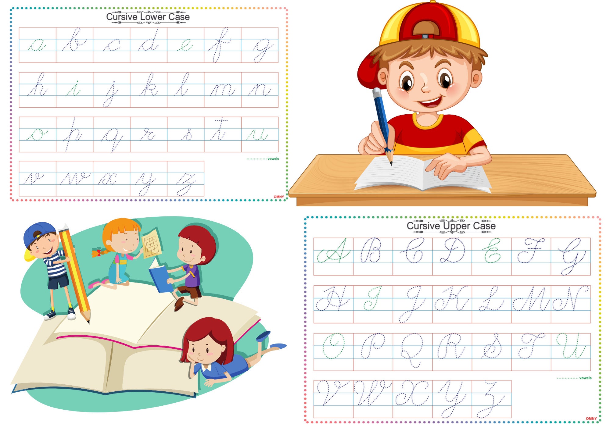 Cursive Handwriting 4 Worksheets | Printable Alphabet Poster With Lines ...