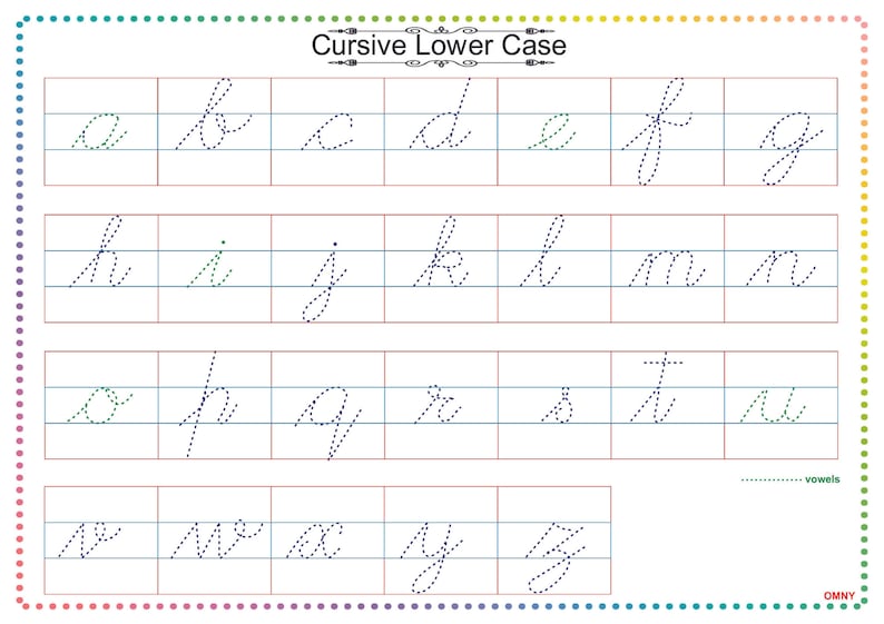 Cursive Handwriting 4 Worksheets | Printable Alphabet Poster With Lines ...