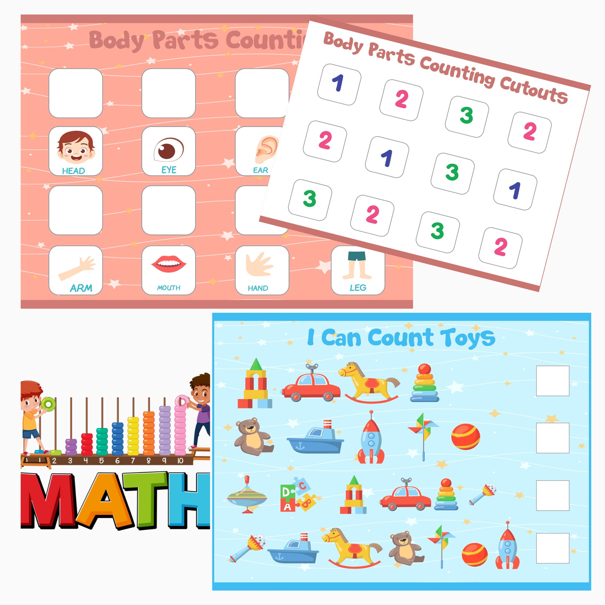 Addition Practice Printable, Addition Game, Counting Practice ...