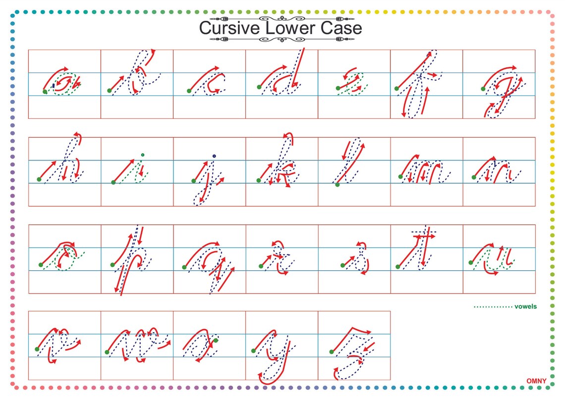 Cursive Handwriting 4 Worksheets | Printable Alphabet Poster With Lines ...