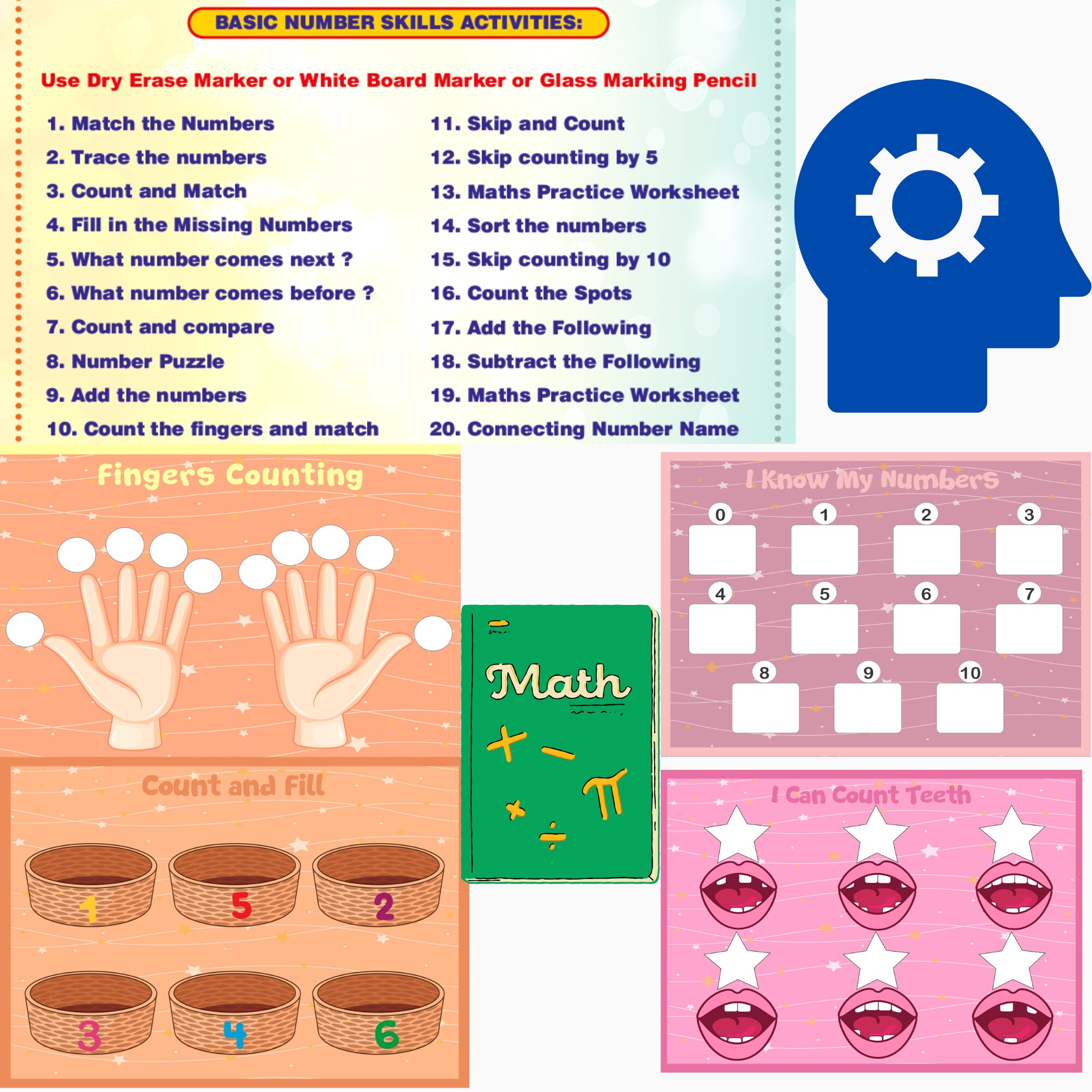 Addition Practice Printable, Addition Game, Counting Practice ...