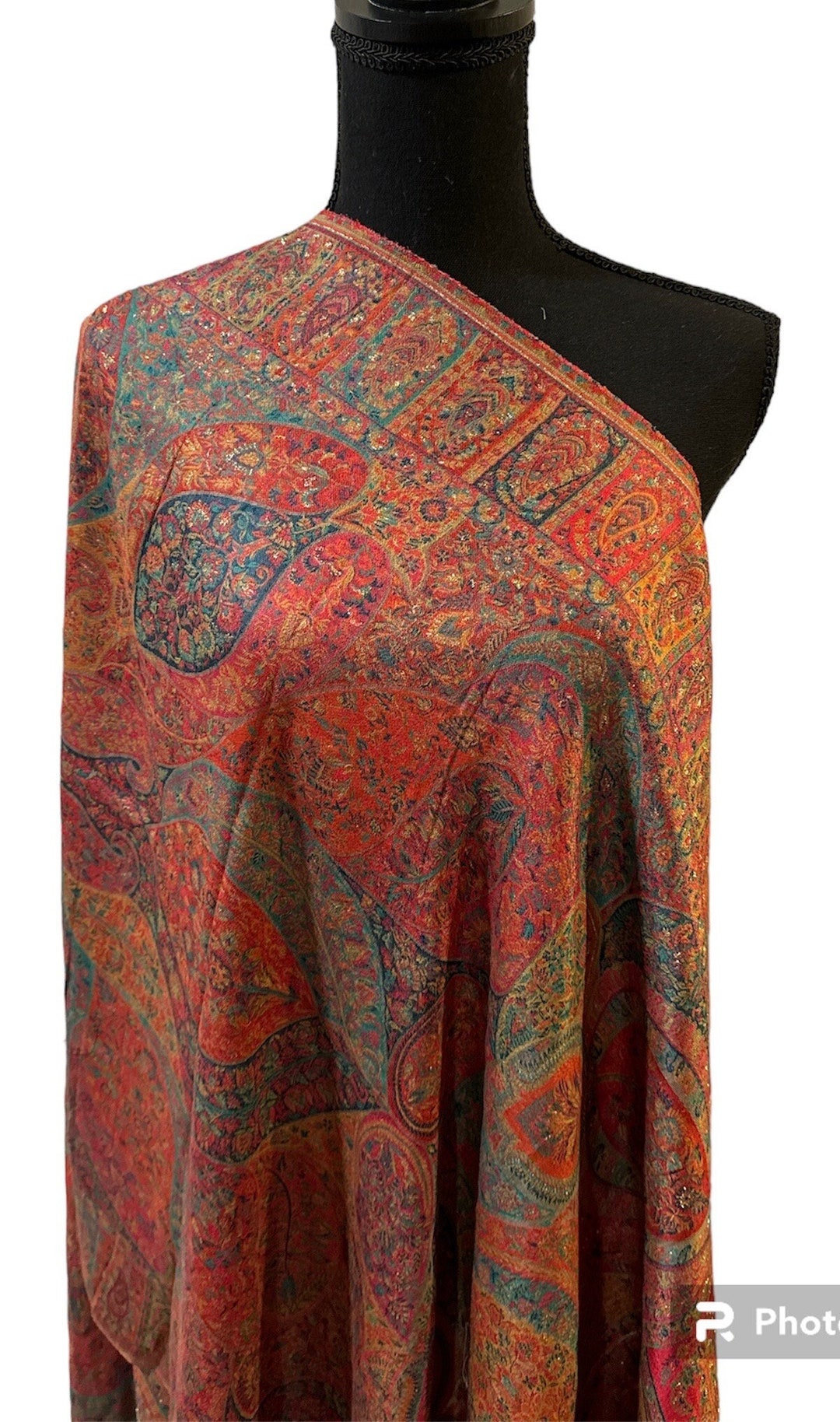 New 100% Pure Kani Stole With Gold Thread, Kashmir Shawl, Wedding Wrap ...