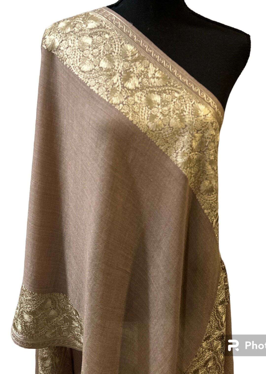 Silk Thread Embroidered Border , Pashmina Shawl ,holiday Gift , Bridal ...