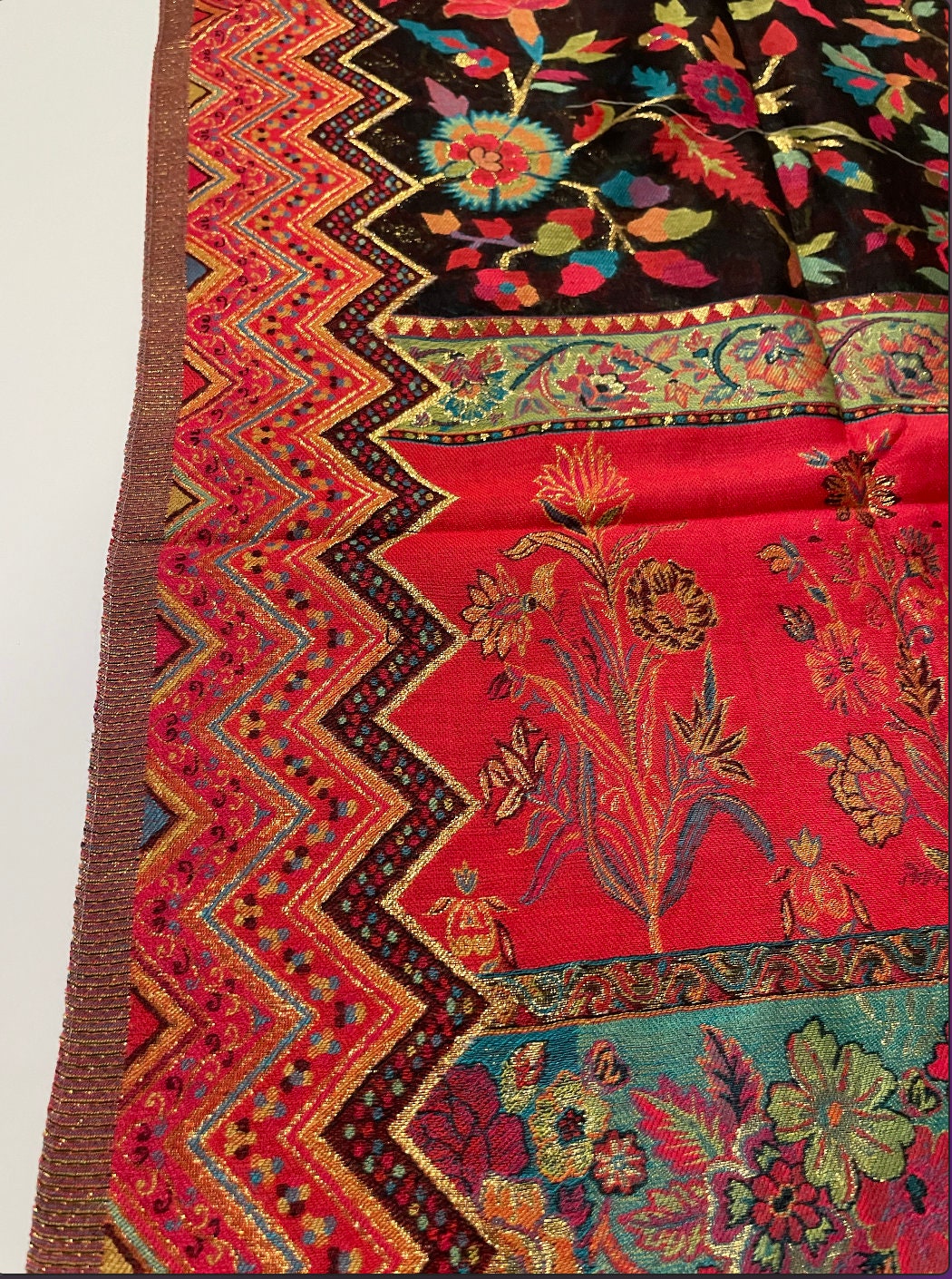 Moghul Inspired Design on Kani Silk Shawl wedding Wrap - Etsy