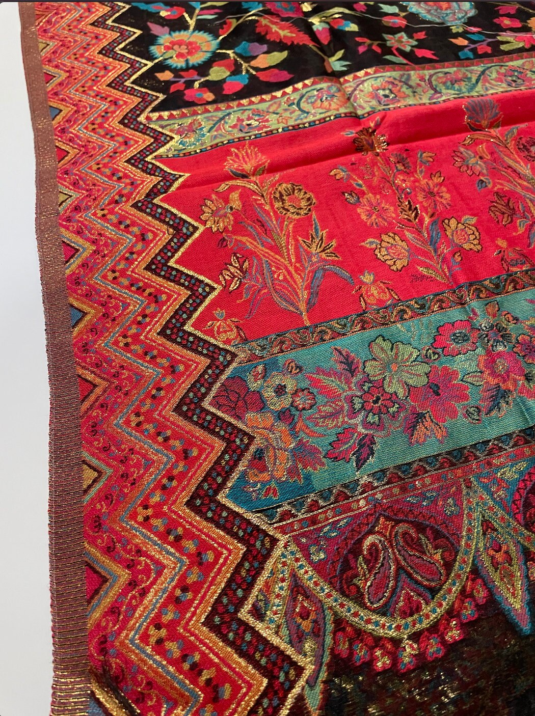 Moghul Inspired Design on Kani Silk Shawl wedding Wrap - Etsy